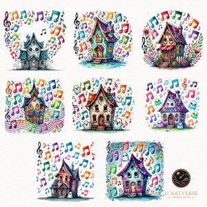 Watercolor Halloween Clipart Bundle Haunted House Musical Ghost PNG ...