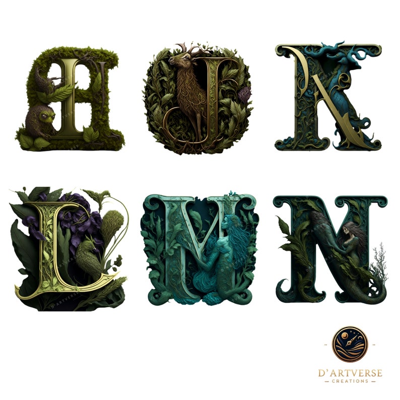 Magical Alphabet Clipart Fantasy Creatures Letters Digital Download ...