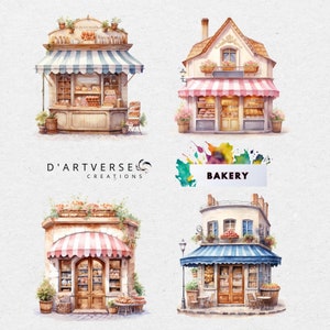 Watercolor Bakery Clipart Png Bread Sweet Treats Breakfast - Etsy