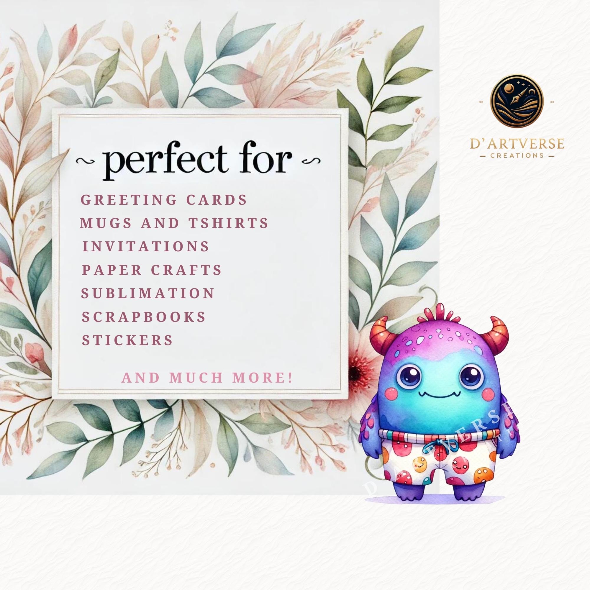 Cute Swimming Monster Clipart Bundle Watercolor Summer PNG Digital ...