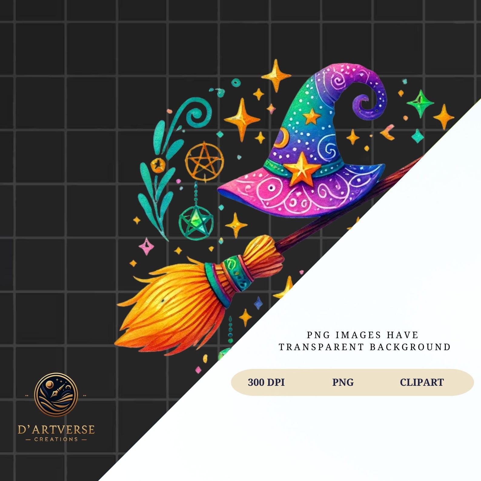 Magical Wizard Clipart Magic School Bundle Fantasy Witchcraft Magic ...