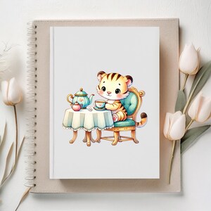 Cute Animal Tea Party Clipart Bundle Watercolor Tea Set Nursery ...