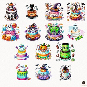 Watercolor Halloween Cake Clipart Spooky Cute Ghosts PNG Halloween ...