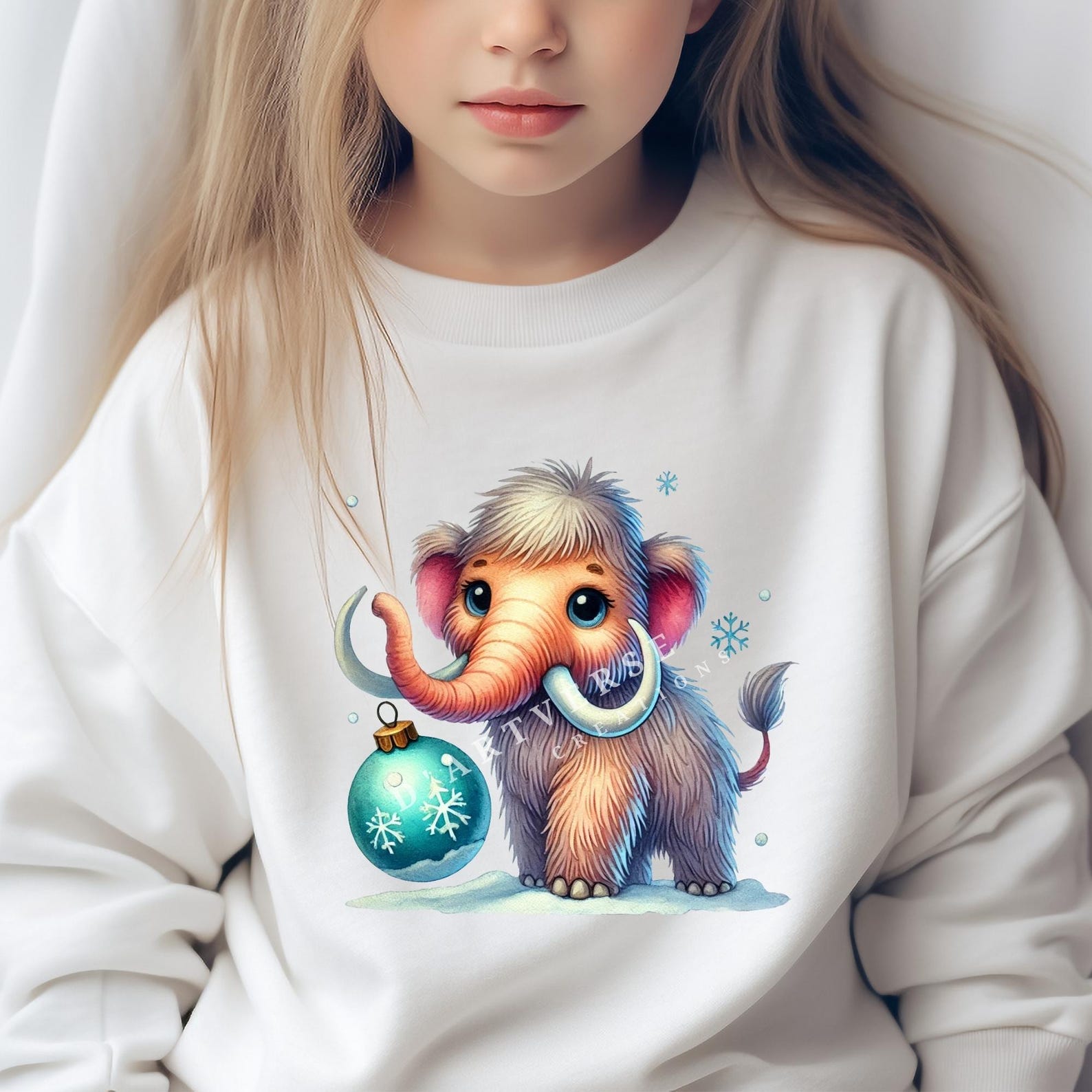 Christmas Mammoth Clipart Bundle Cute Winter Animal PNG Watercolor ...