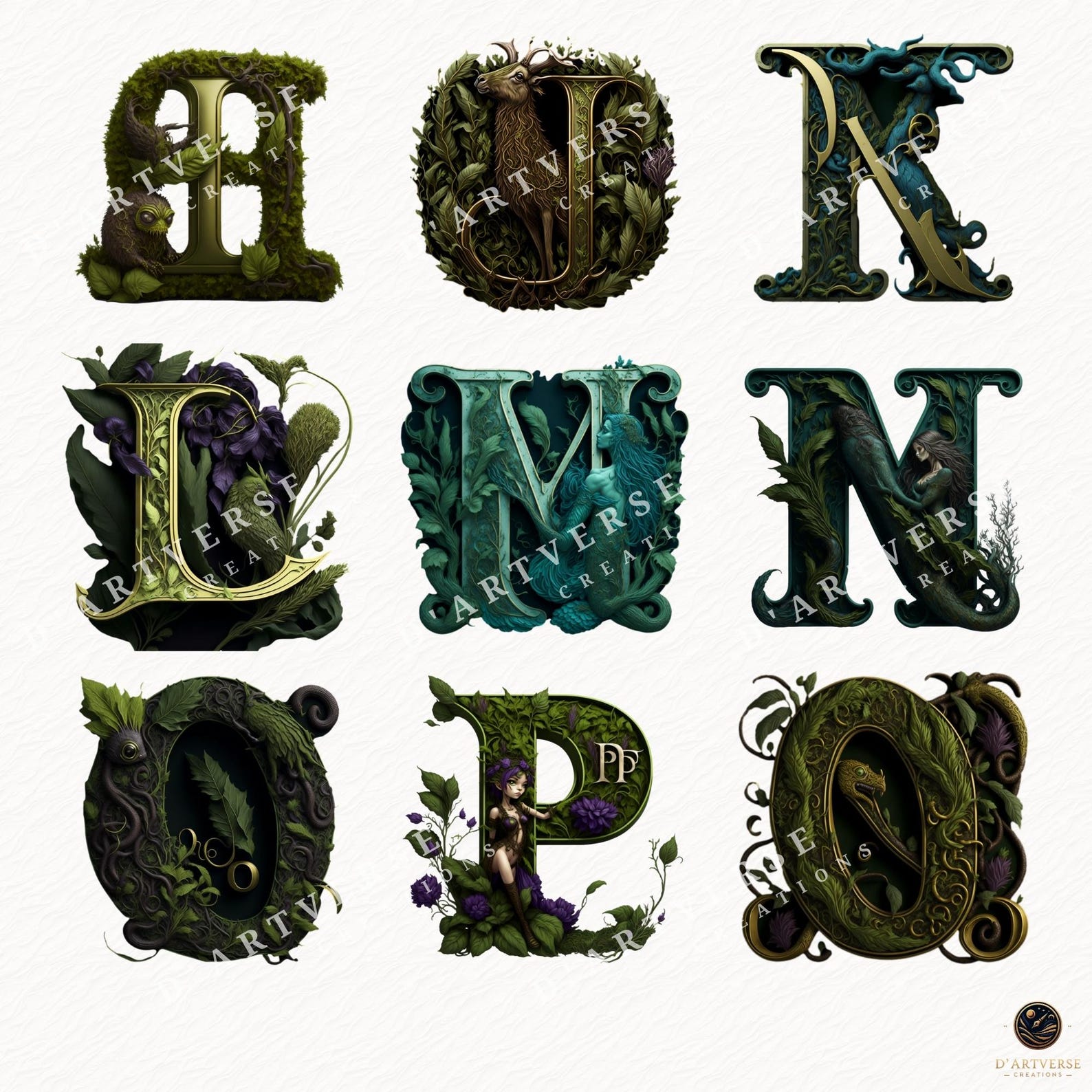 Magical Alphabet Clipart Fantasy Creatures Letters Digital Download ...