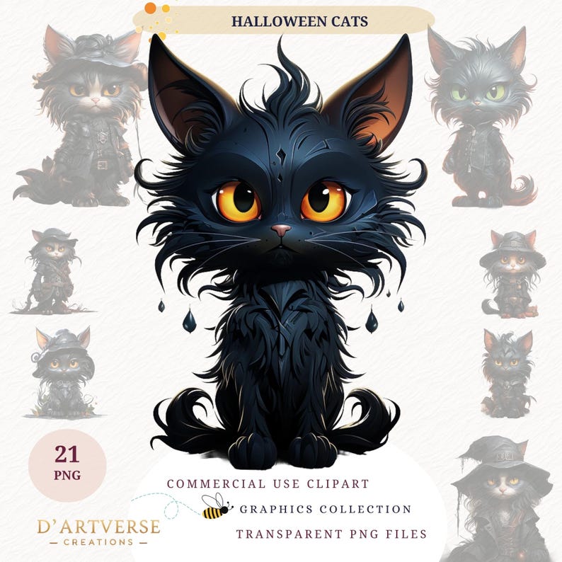 Halloween Cat Clipart Spooky Cat Halloween Season Design Black Cat ...