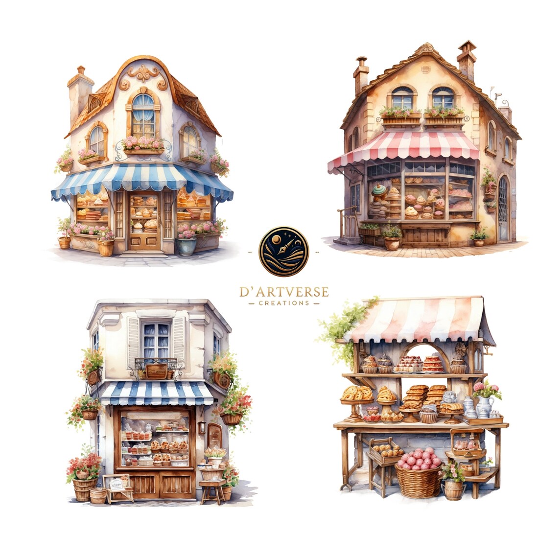 Watercolor Bakery Clipart Png Bread Sweet Treats Breakfast Shop Design ...