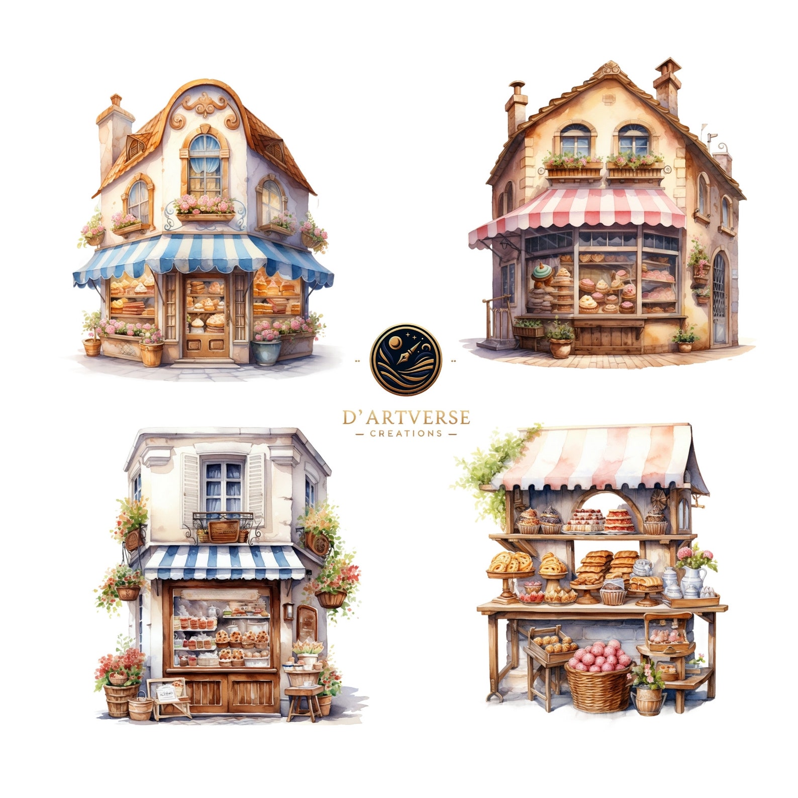 Watercolor Bakery Clipart Png Bread Sweet Treats Breakfast Shop Design ...