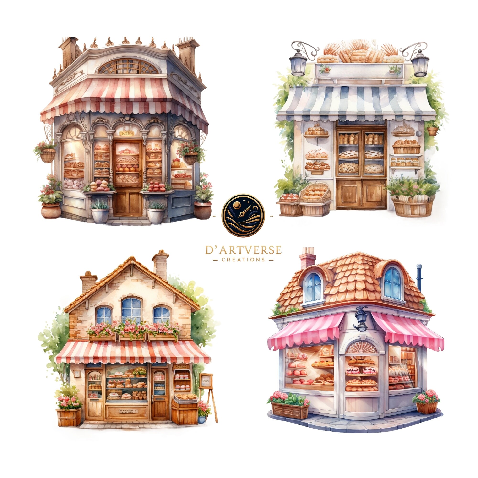 Watercolor Bakery Clipart Png Bread Sweet Treats Breakfast Shop Design ...