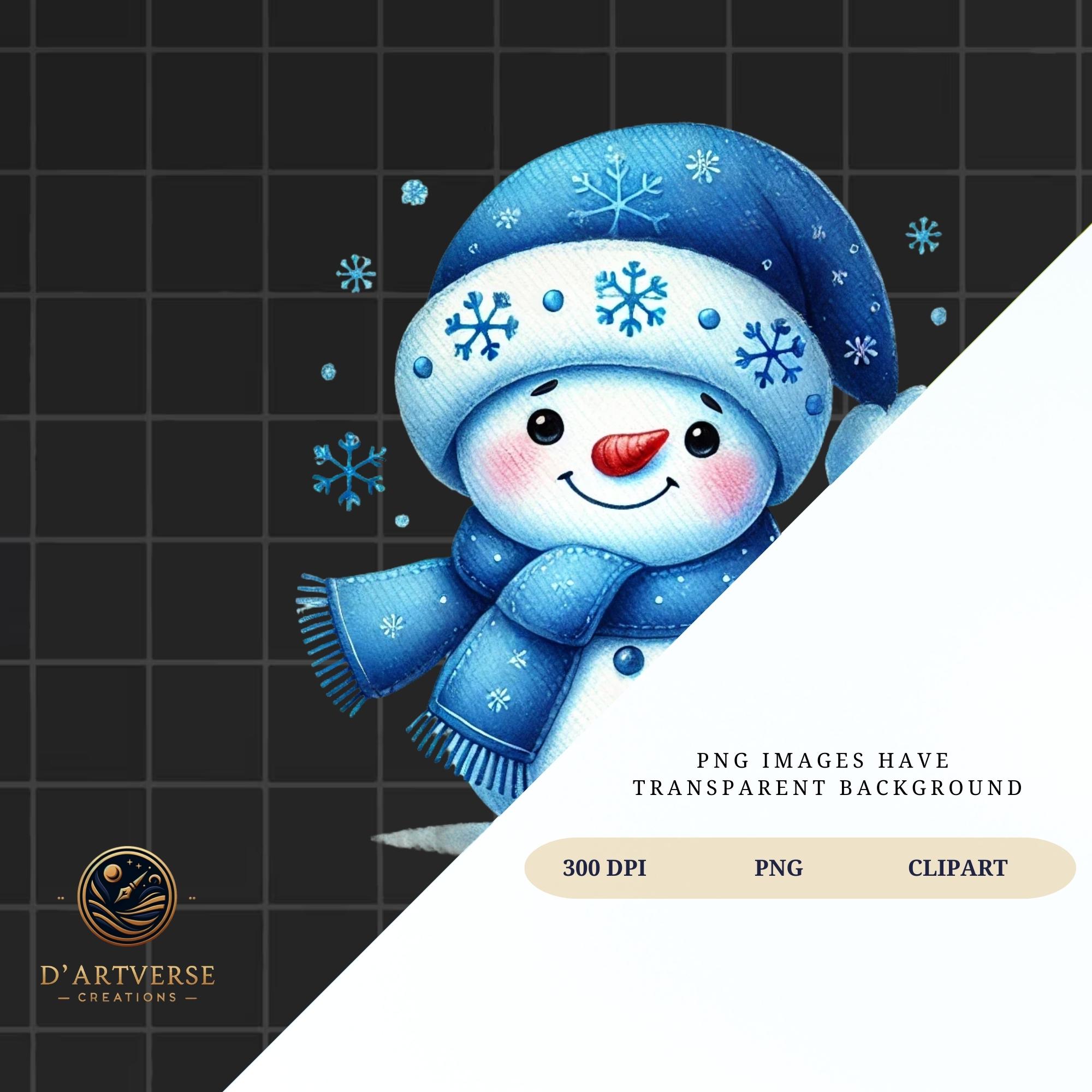 Blue Snowman Clipart Bundle Winter Christmas Graphics Printable ...