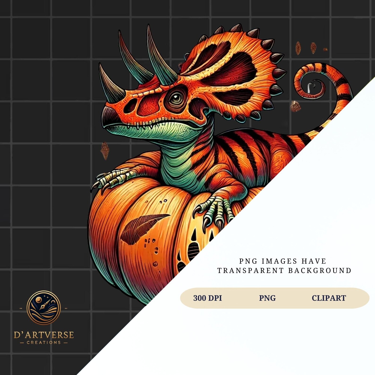 Watercolor Halloween Dinosaur Clipart Cute Pumpkin Dino PNG Baby ...