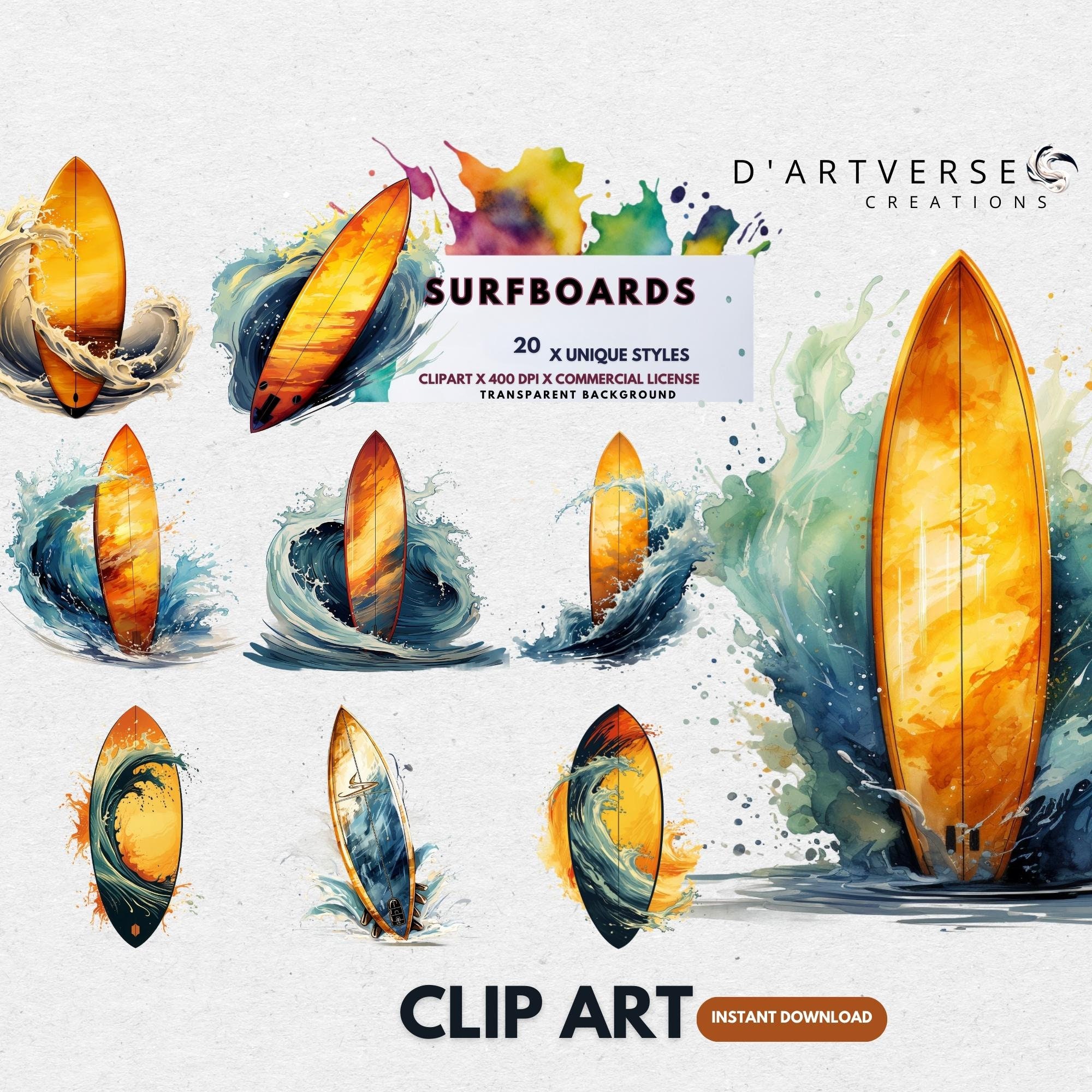 Surf Clipart Summer Beach Clipart Watercolor Summer Png - Etsy