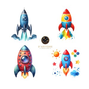 Space Rocket Clipart Bundle Space Stickers Rocket Science Craft Space ...