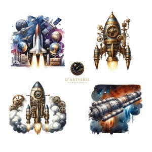 Space Rocket Clipart Bundle Space Stickers Rocket Science Craft Space ...