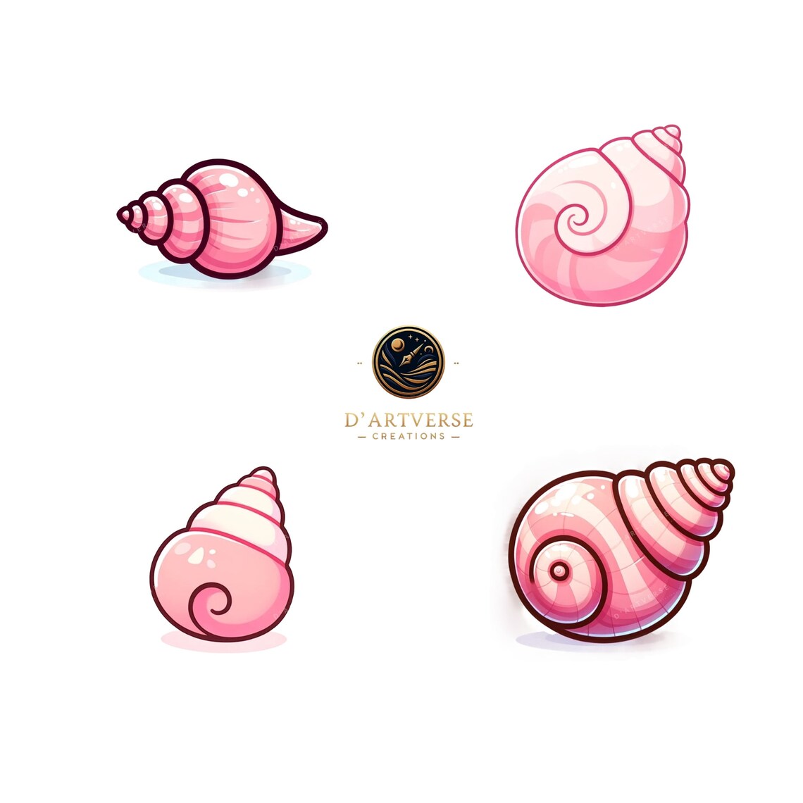 Pink Seashell Clipart Watercolor Shells Graphics Ocean Shell PNG Beach ...