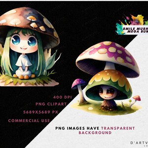 Mushroom Watercolor Clipart Mega Bundle Cute Mushroom Magical Clipart ...