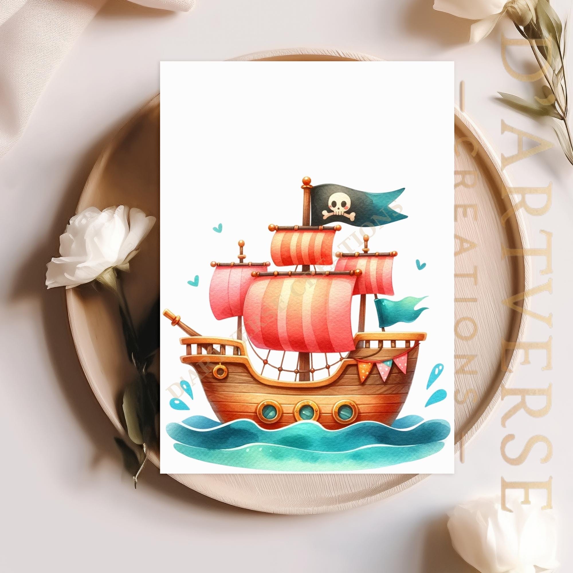 Watercolor Pirate Ships Clipart Bundle Digital Pirate Ship Graphics ...