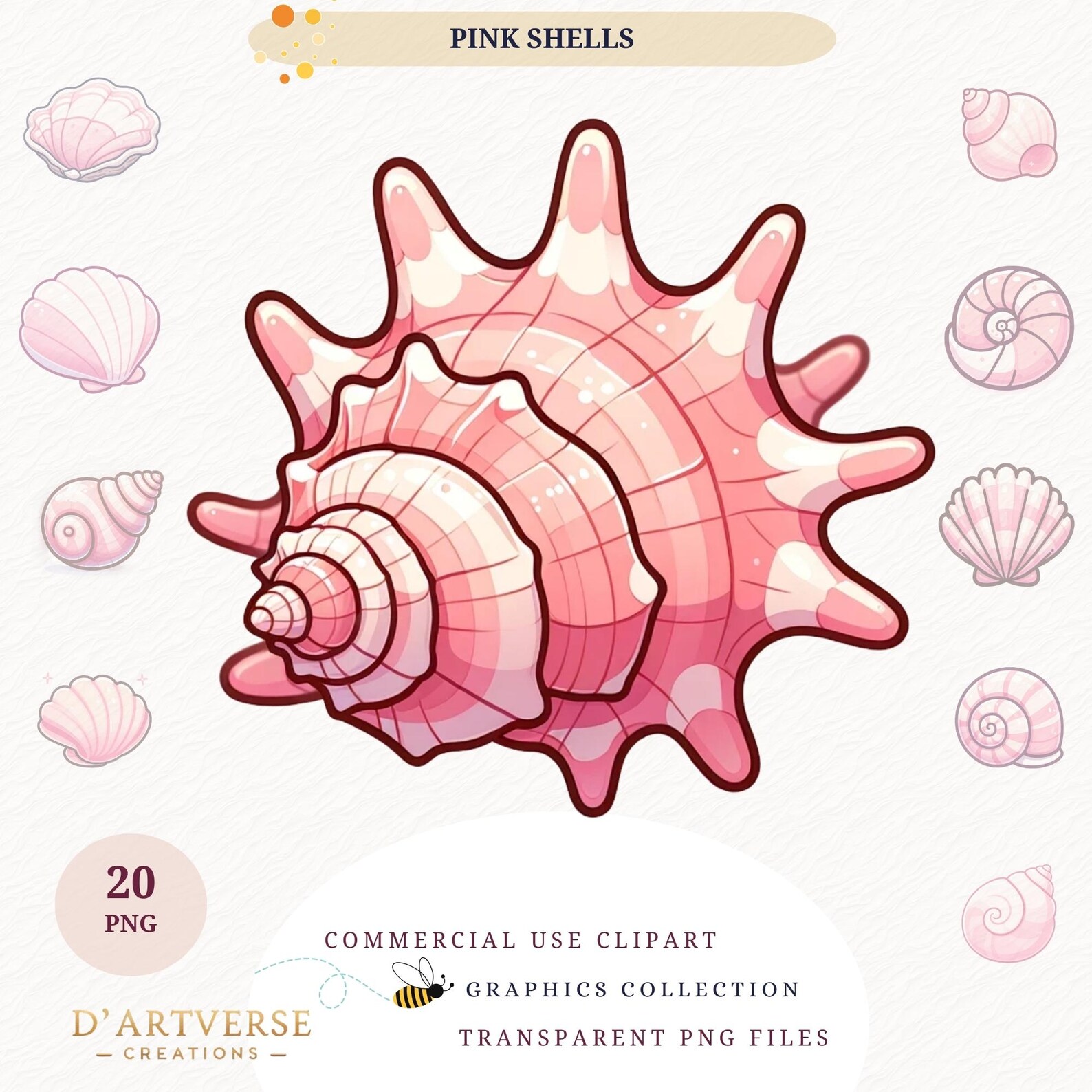 Pink Seashell Clipart Watercolor Shells Graphics Ocean Shell PNG Beach ...