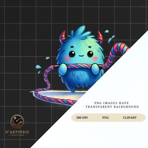 Cute Workout Monsters Clipart Bundle Watercolor Gym Creatures PNG ...