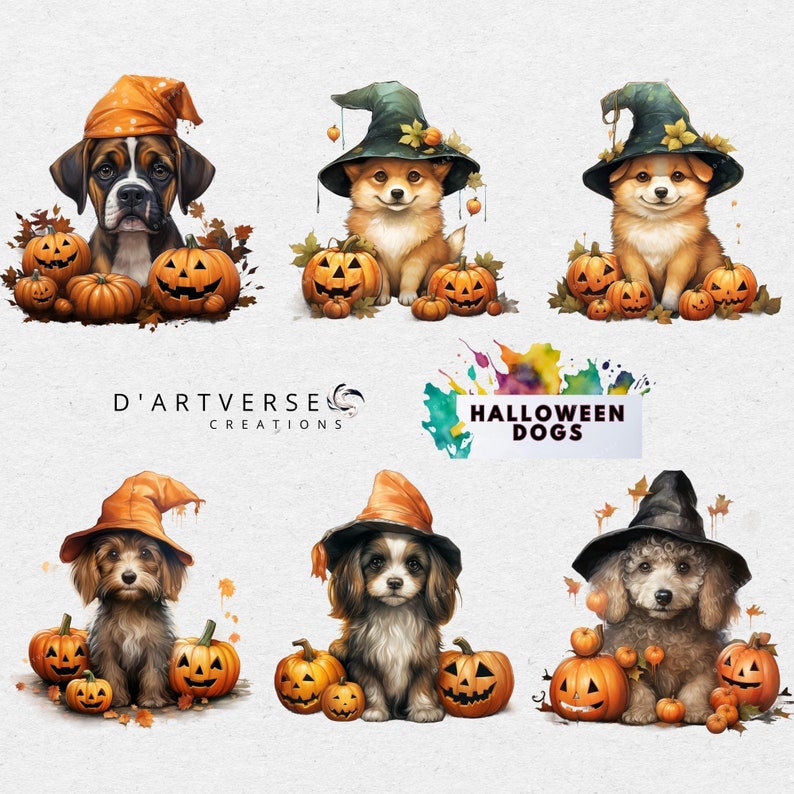 Dog Halloween Clipart Bundle Fall Season Pumpkins Art Decor - Etsy