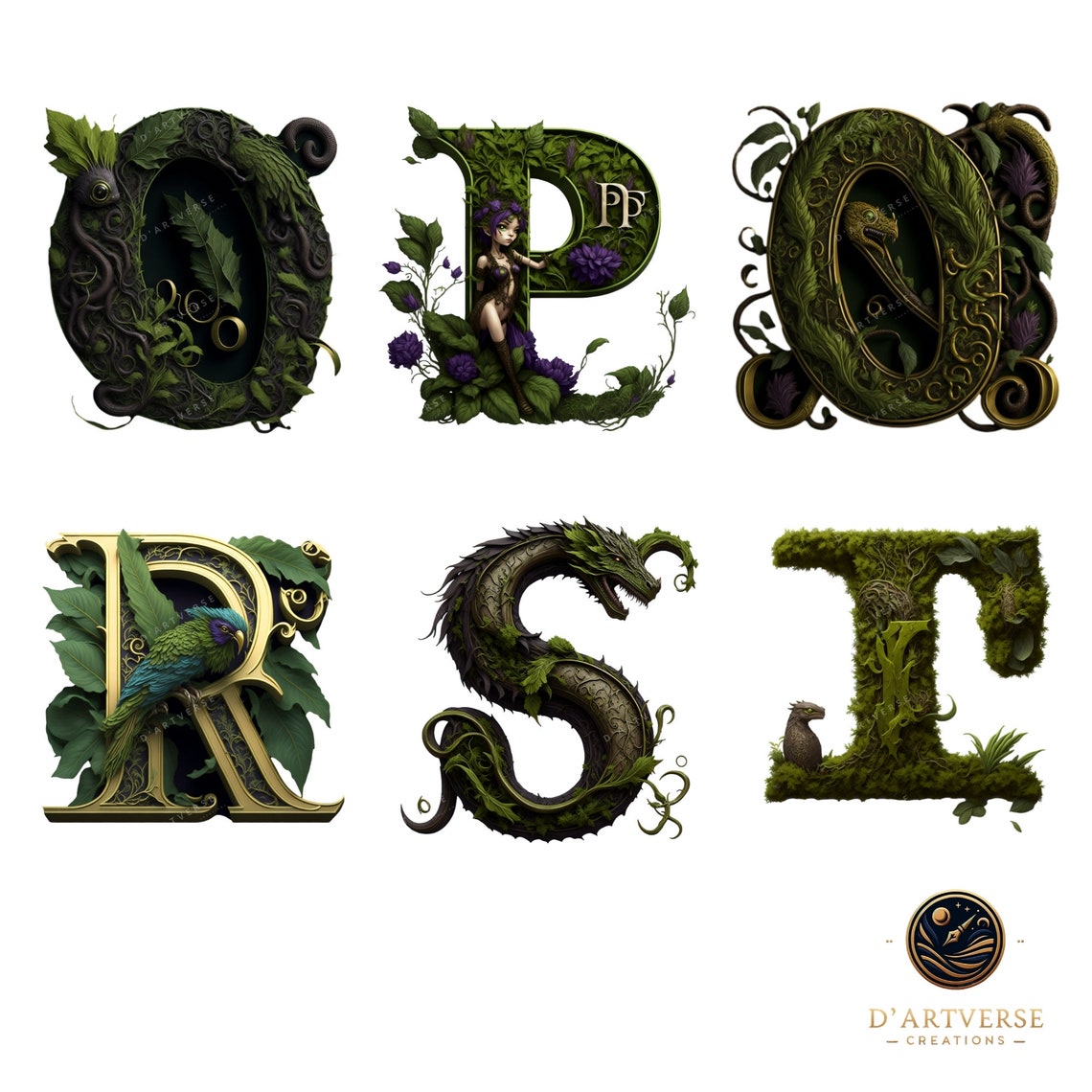 Magical Alphabet Clipart Fantasy Creatures Letters Digital Download ...