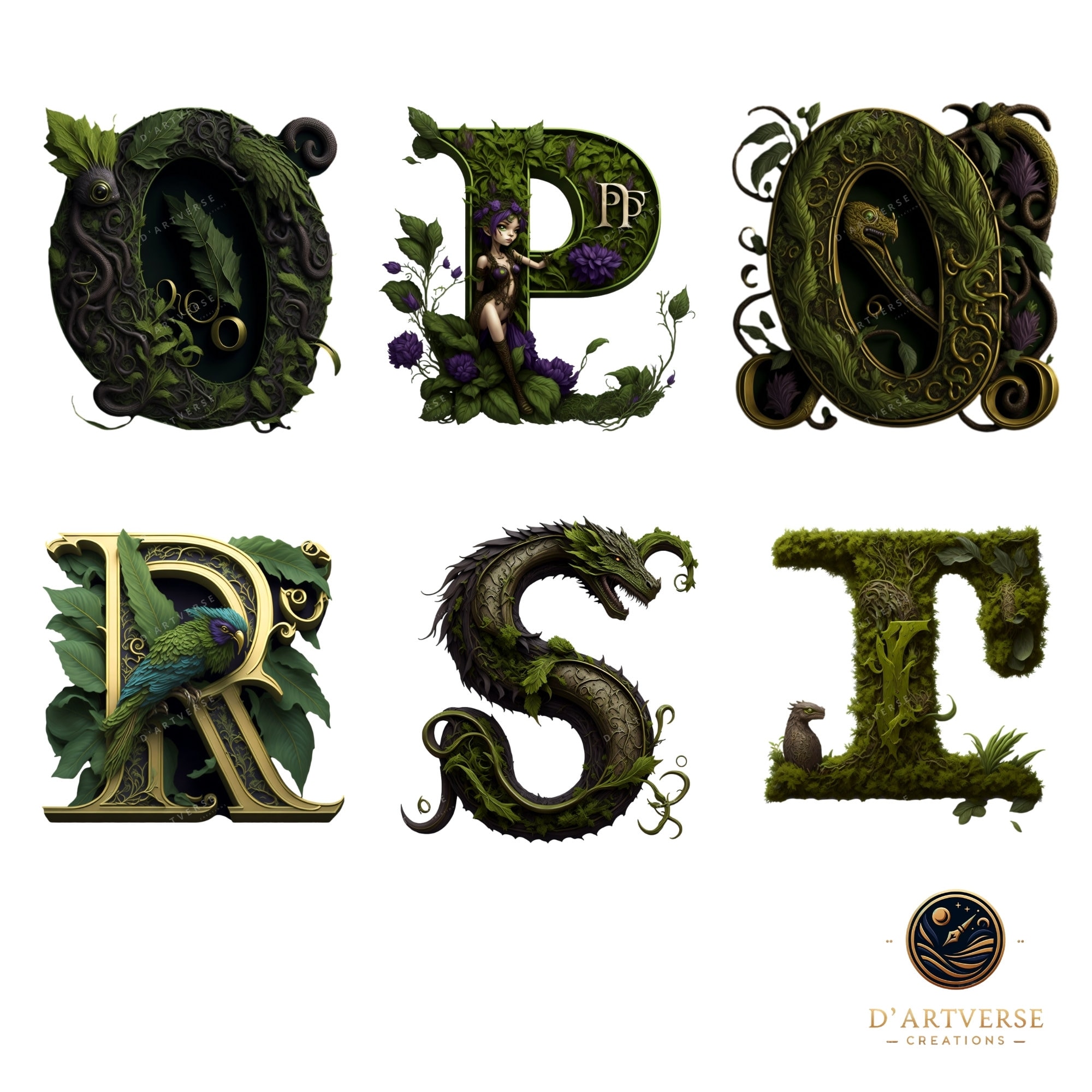 Magical Alphabet Clipart Fantasy Creatures Letters Digital Download ...