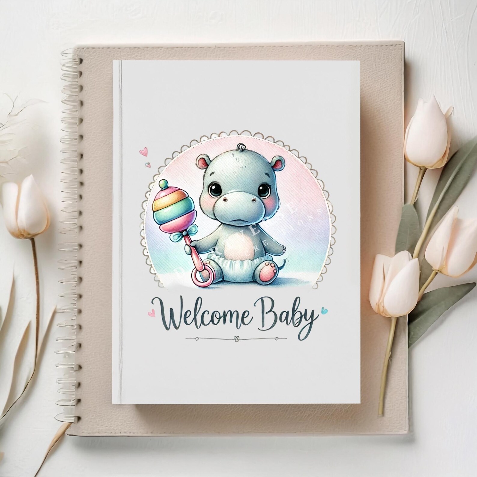 Watercolor Baby Hippo Clipart Bundle Cute Pastel Nursery Animal PNG ...