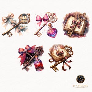 Love Key Clipart Watercolor Vintage Gold Key PNG Romantic Heart Lock ...