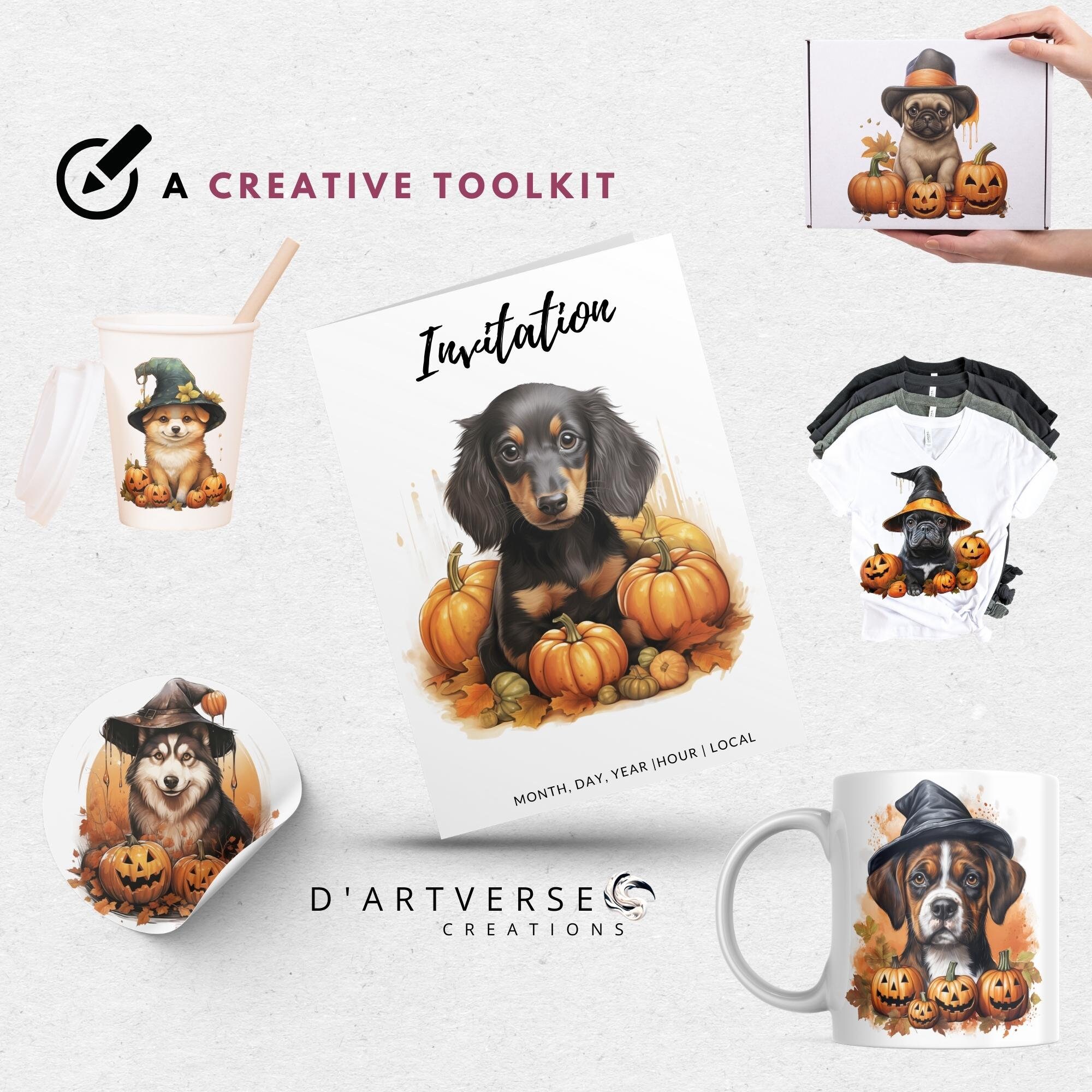 Dog Halloween Clipart Bundle Fall Season Pumpkins Art Decor - Etsy