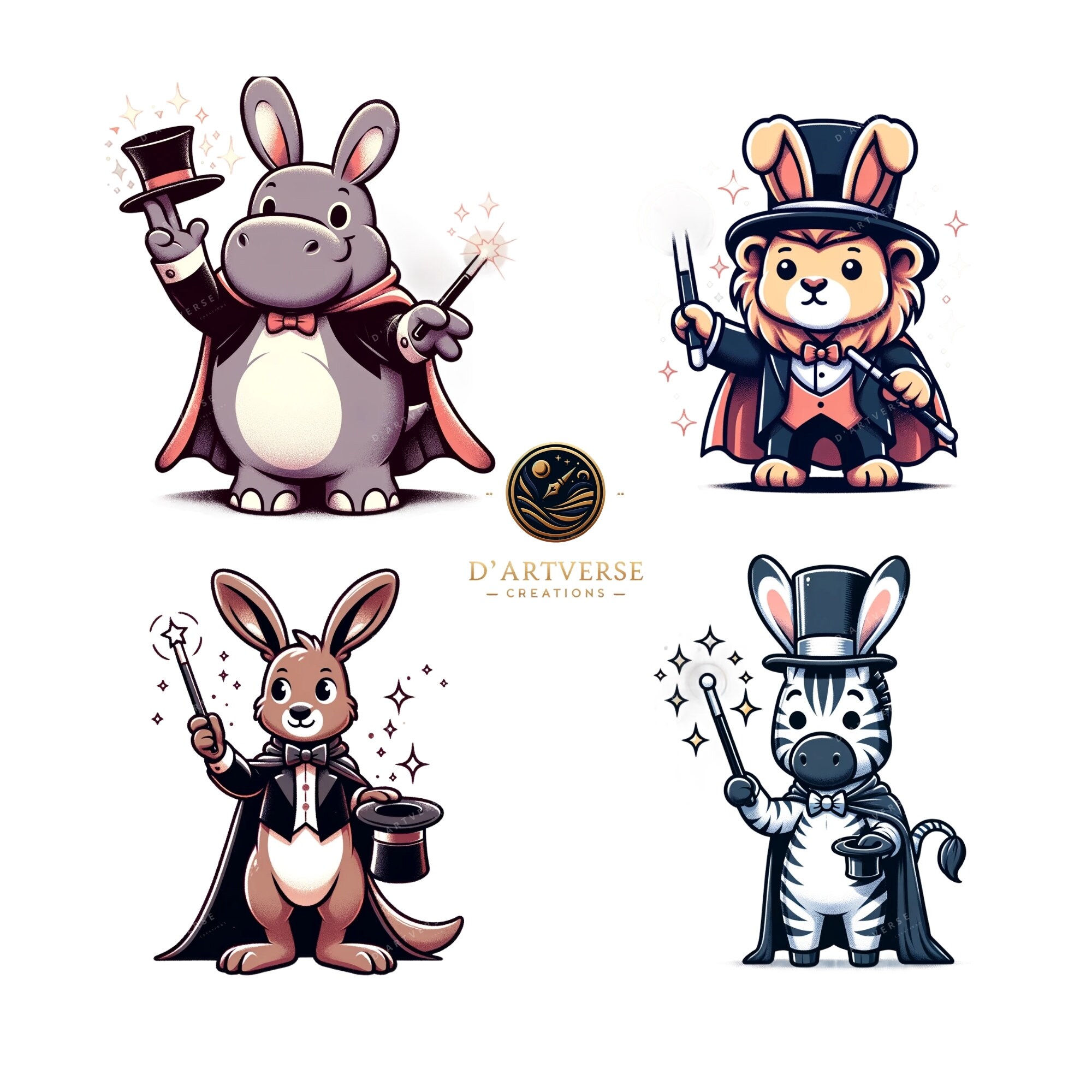 Magician Clipart Cute Animal Png Fantasy Art Set Magic Animal Clipart ...