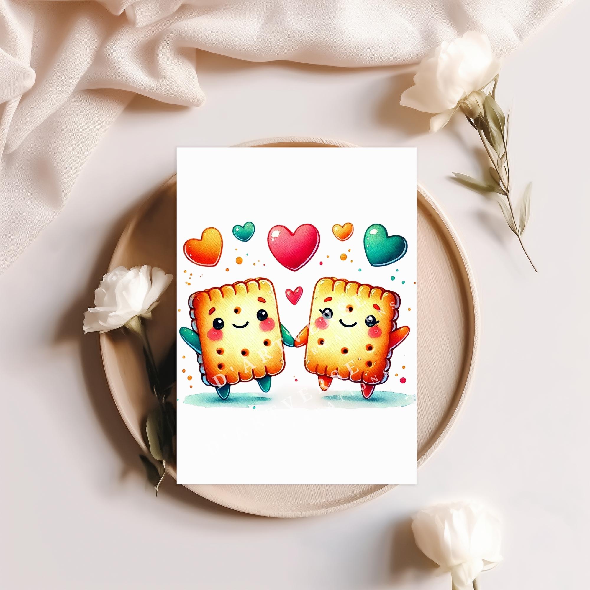Watercolor Biscuit Clipart Bundle Cute Love Cookie PNG Adorable Couple ...
