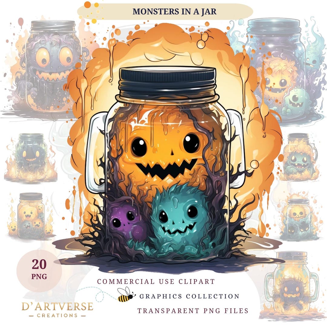 Kids Halloween Clipart Bundle Cute Monster Graphics Trick or Treat PNG ...