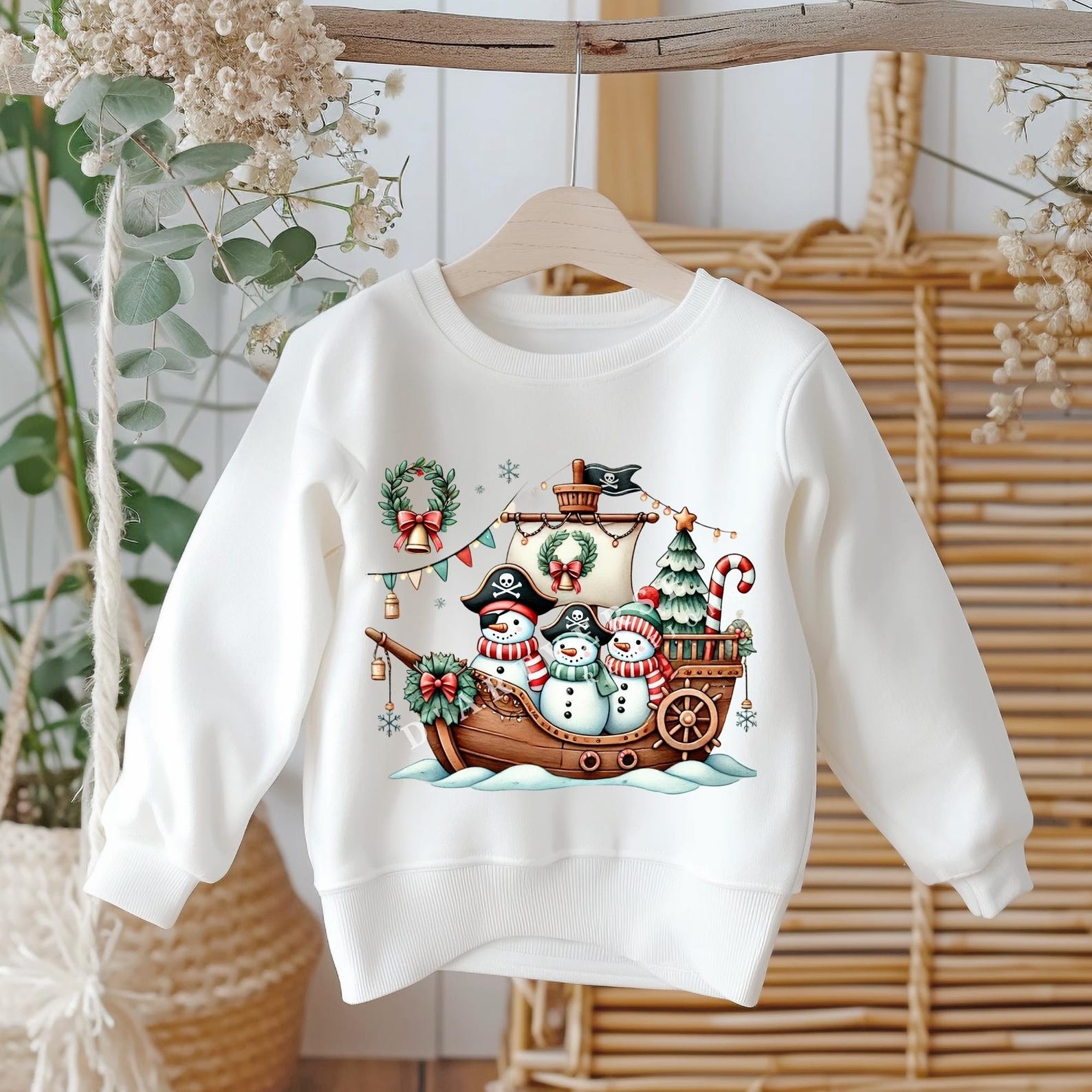 Christmas Pirate Ship Clipart Watercolor Snowman Png Pirates Holiday ...