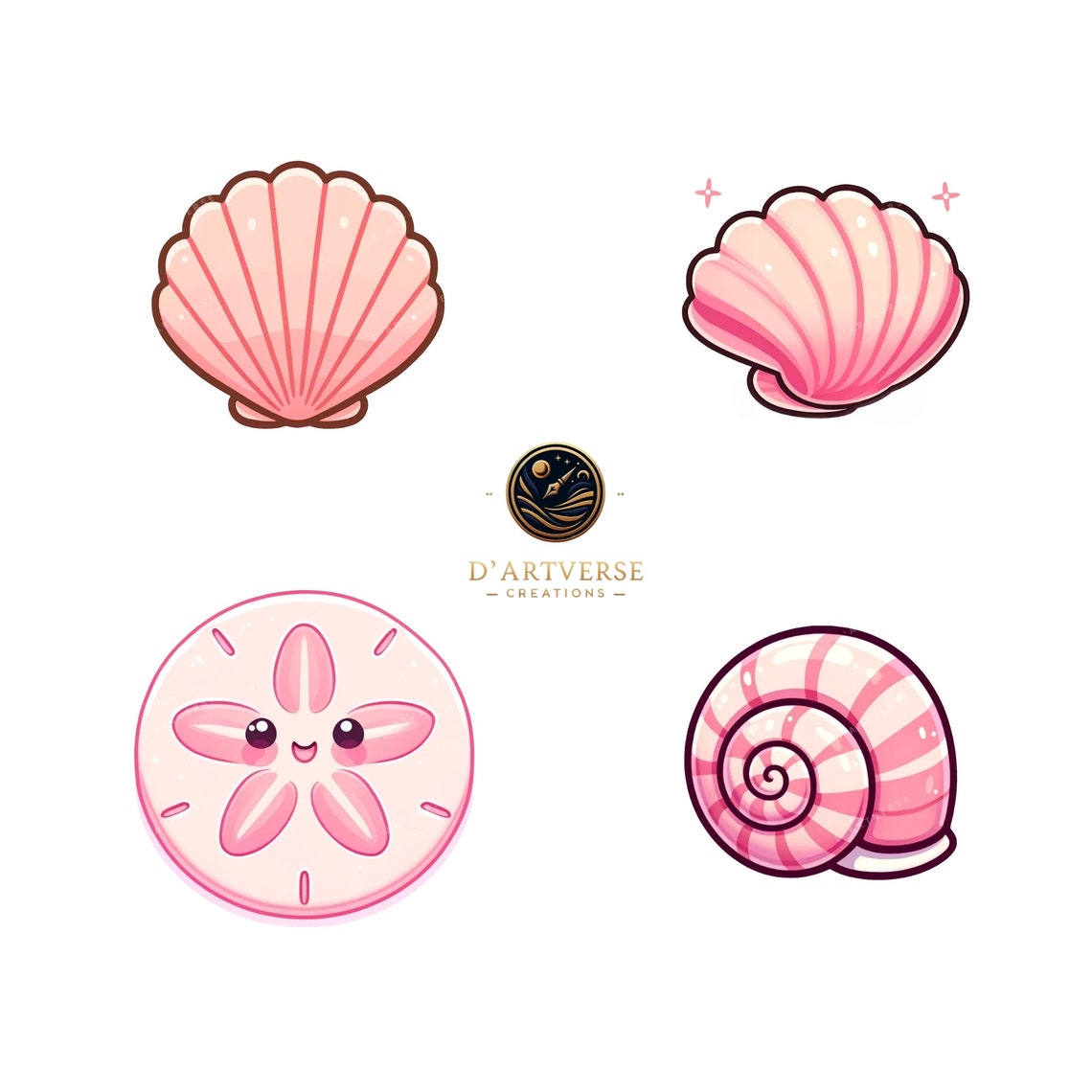 Pink Seashell Clipart Watercolor Shells Graphics Ocean Shell PNG Beach ...