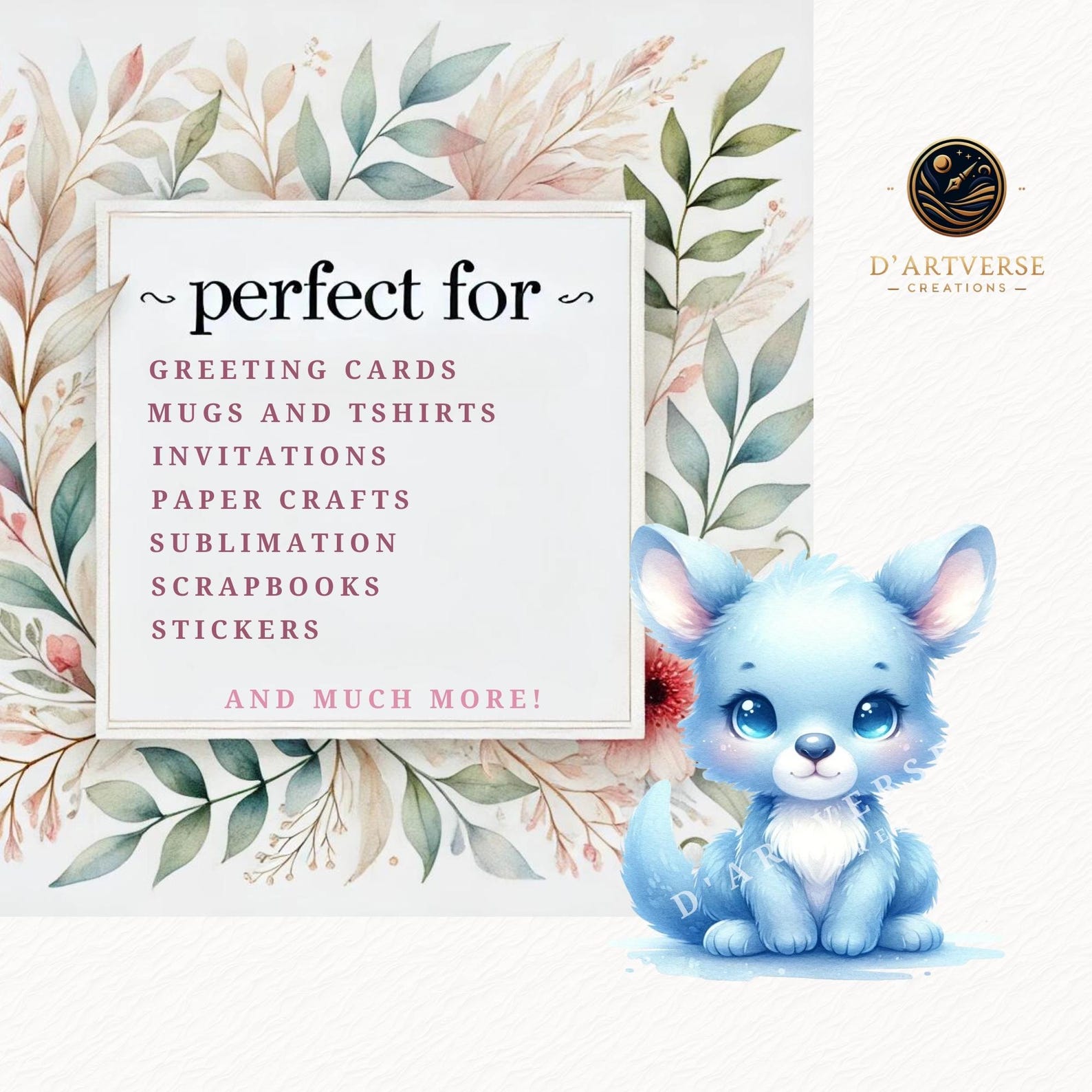 Nursery Blue Animals Clipart Baby Animals Graphics Cute Forest ...