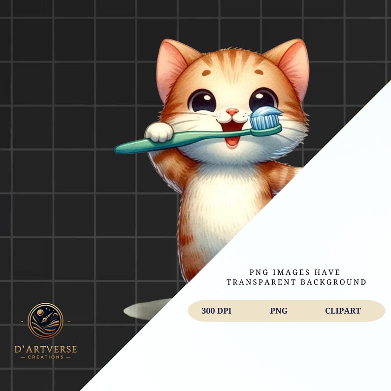 Watercolor Cute Cat Clipart Bundle Kitten Illustrations Fun Dentist ...
