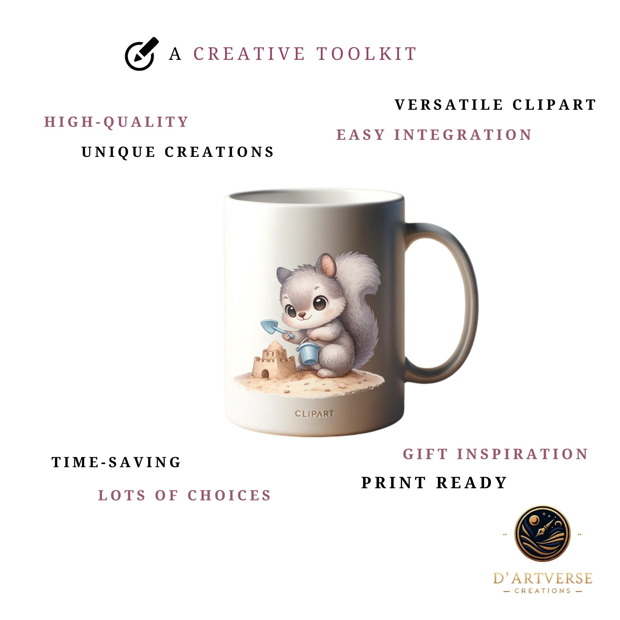 Watercolor Cute Animals Beach Clipart Baby Animal Sandcastle Png Cute ...