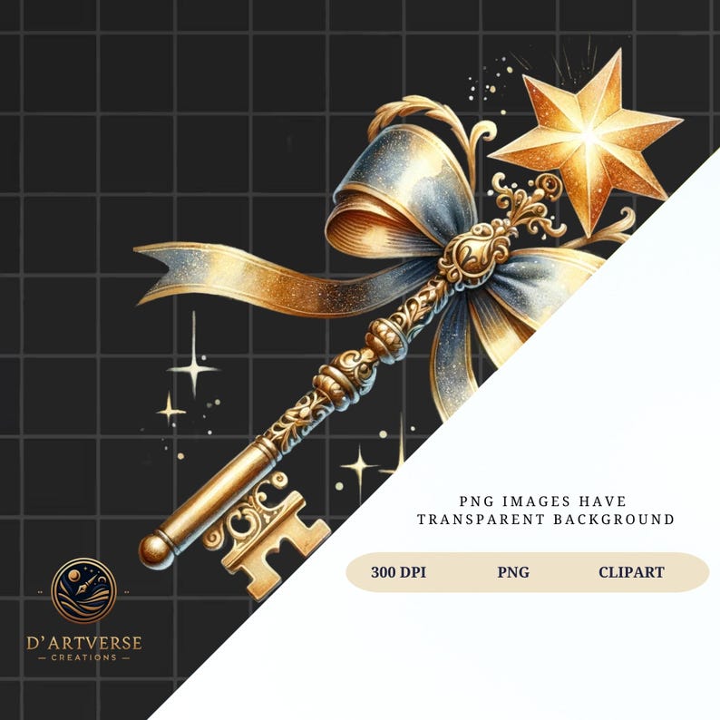 Fantasy Key Clipart Whimsical Watercolor Magic Keys PNG Invitation ...