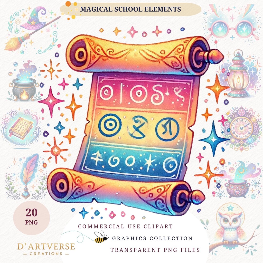 Magical Wizard Clipart Magic School Bundle Fantasy Witchcraft Magic ...