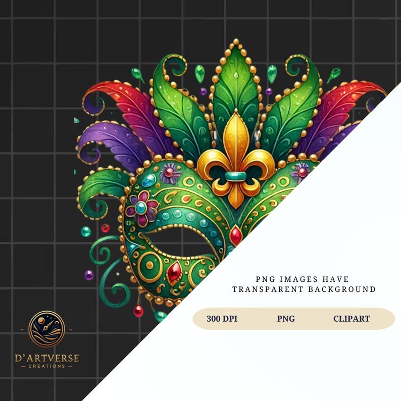 Masquerade Mask Clipart Bundle Mardi Gras Carnival PNG Watercolor Party ...