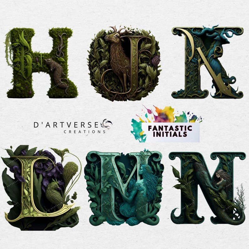 Magical Alphabet Clipart Fantasy Creatures Letters Digital Download ...