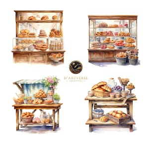 Watercolor Bakery Clipart Png Bread Sweet Treats Breakfast Shop Design ...
