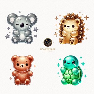 Watercolor Animal Gummies Clipart Bundle Cute Candy Graphics Gummy Bear ...