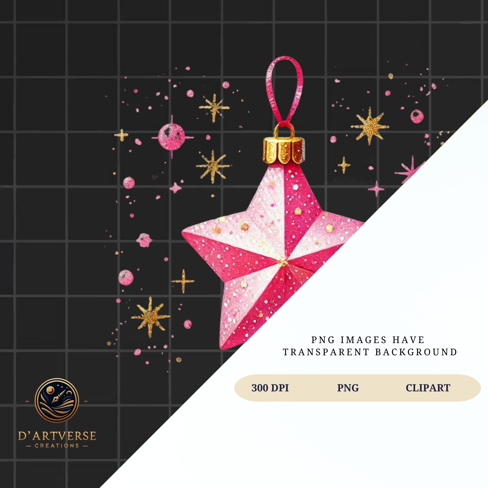 Watercolor Pink Christmas Clipart Bundle Pastel Holiday Decor PNG Pink ...