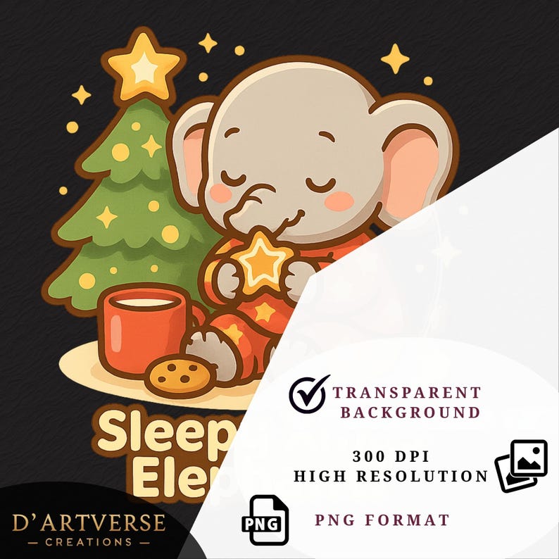 Sleepy Christmas Animals Clipart Cute PNG Set Cozy Winter Animal ...