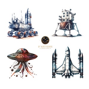 Space Rocket Clipart Bundle Space Stickers Rocket Science Craft Space ...