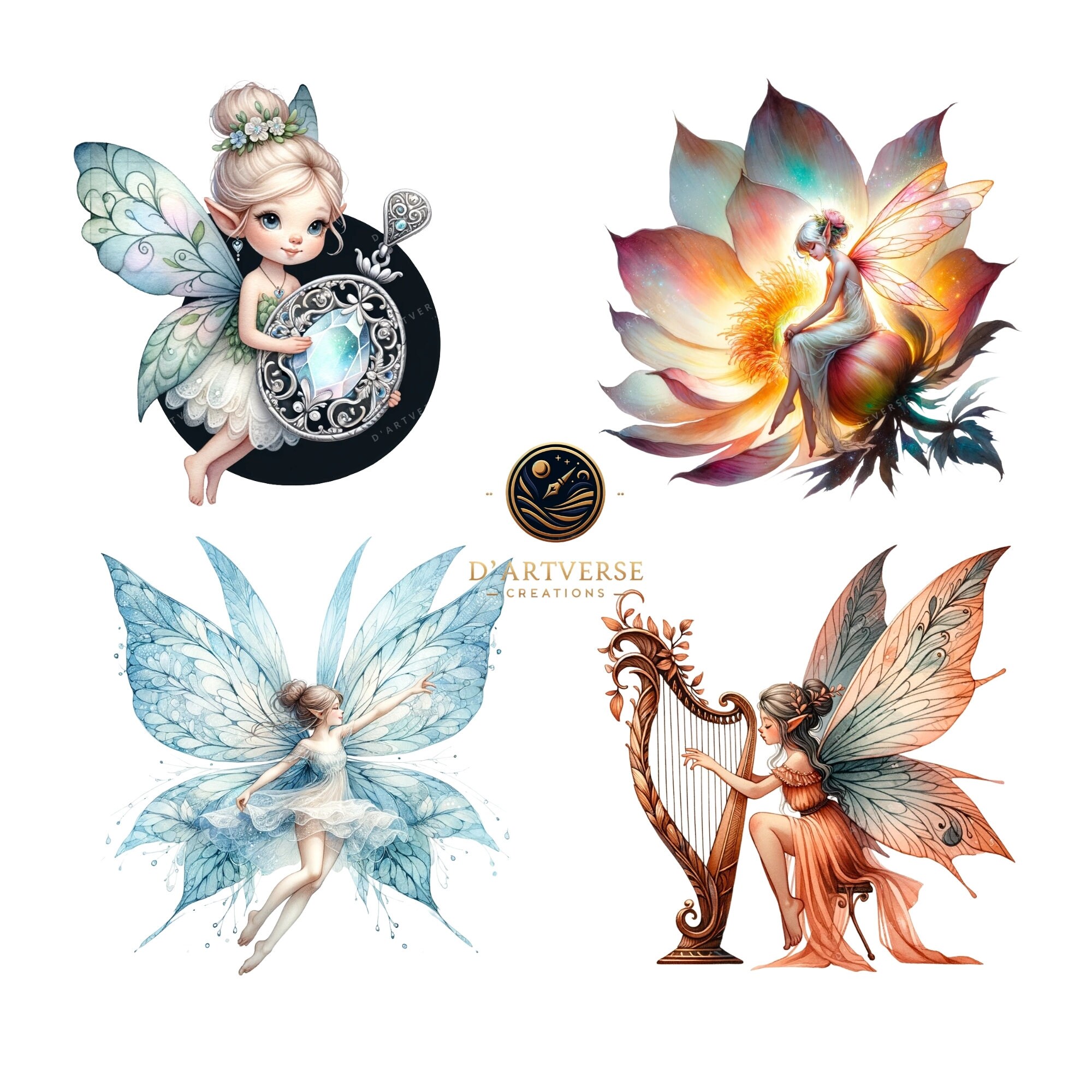 Cute Fairy Clipart Magic Fairy Png Watercolor Magic Clip Art Fairy ...