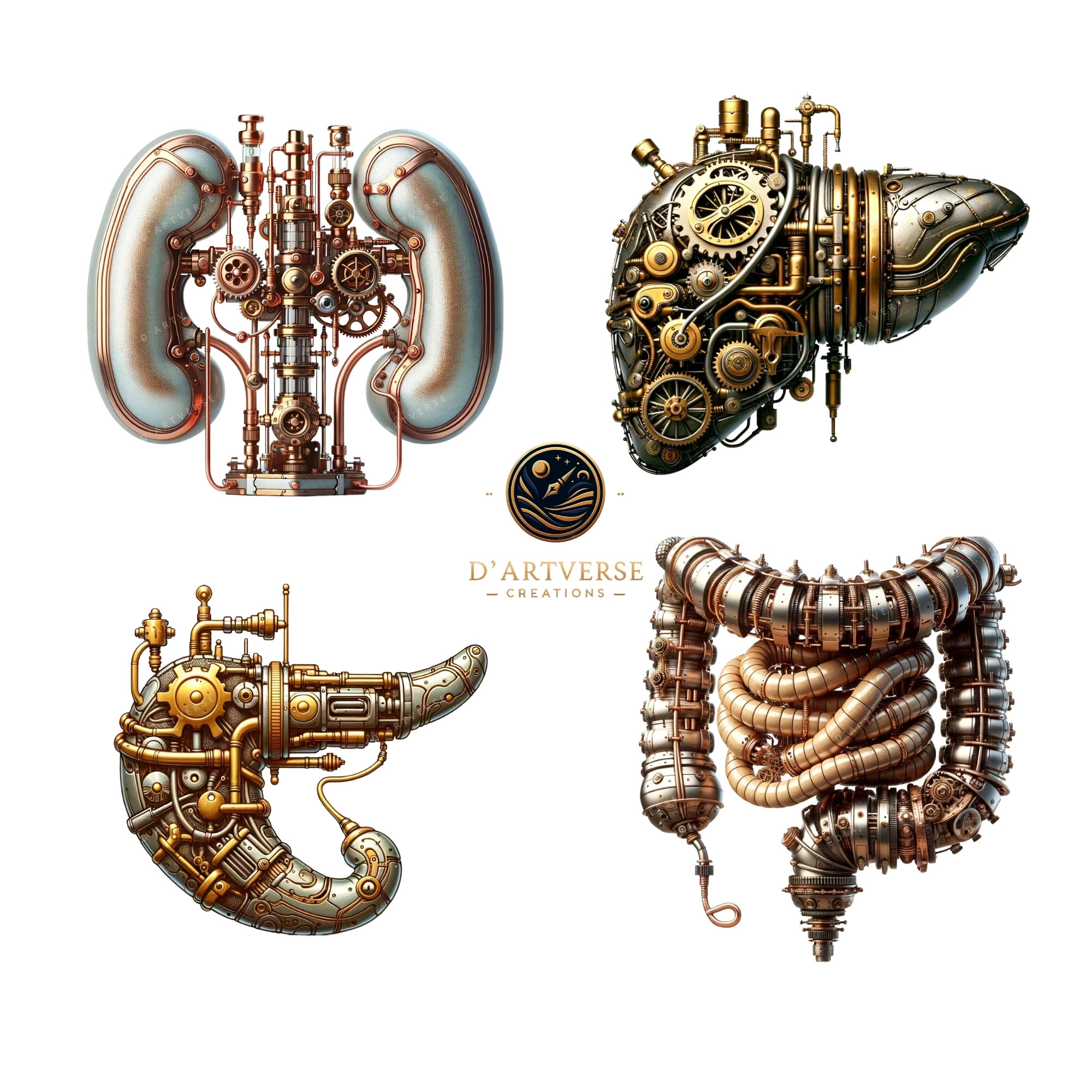 Steampunk Anatomy Clipart Mechanical Organs Gears Png Anatomy ...