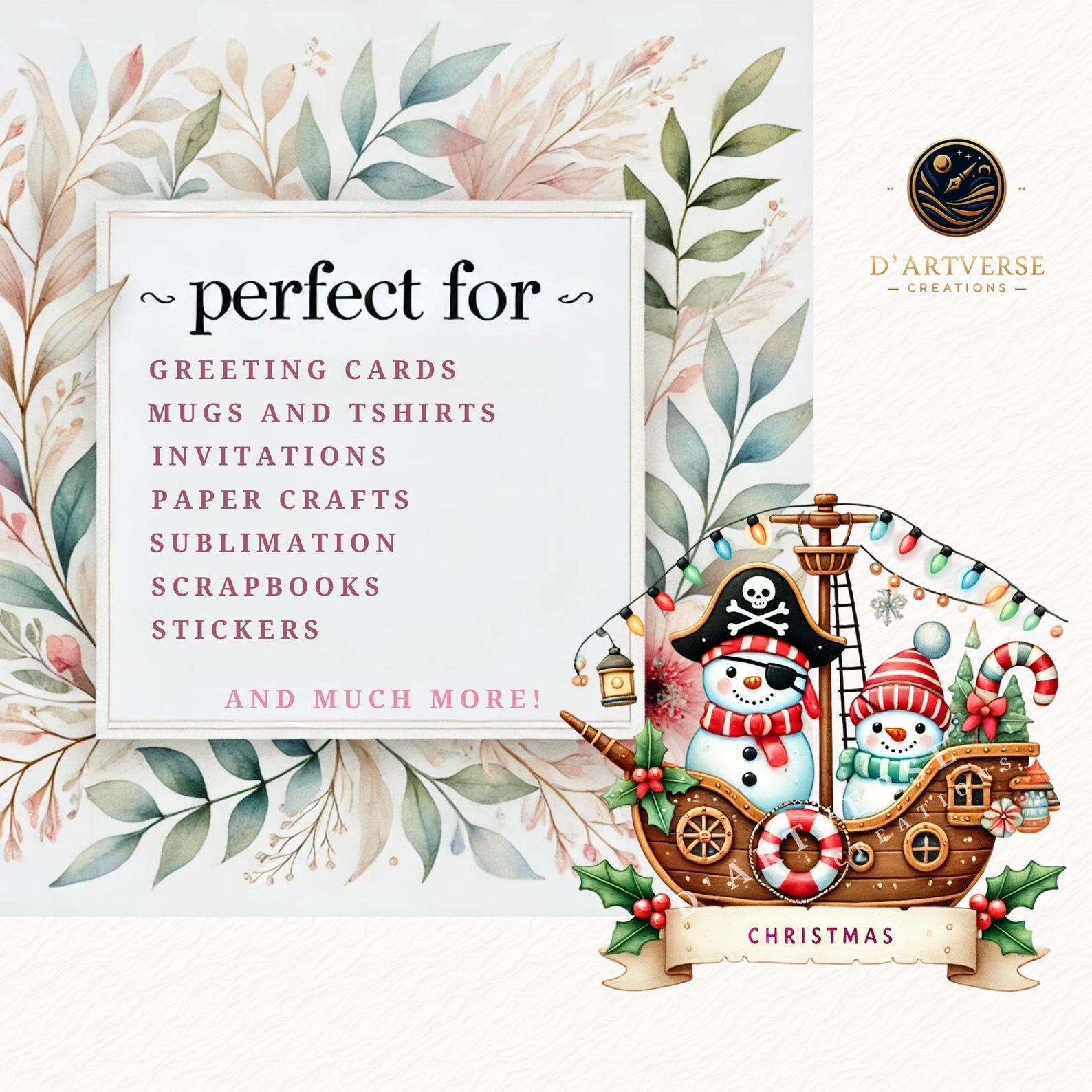Christmas Pirate Ship Clipart Watercolor Snowman Png Pirates Holiday ...