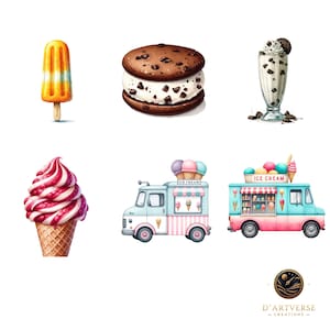 Summer Ice Cream Clipart Watercolor Ice Cream Truck PNG Ice Cream ...